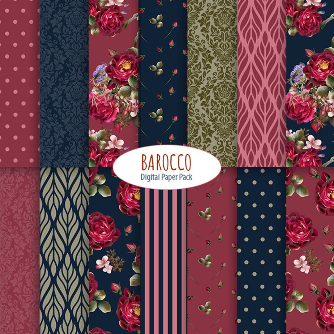 Baroque Digital Paper Floral Vintage Background Shabby Chic Textures ...
