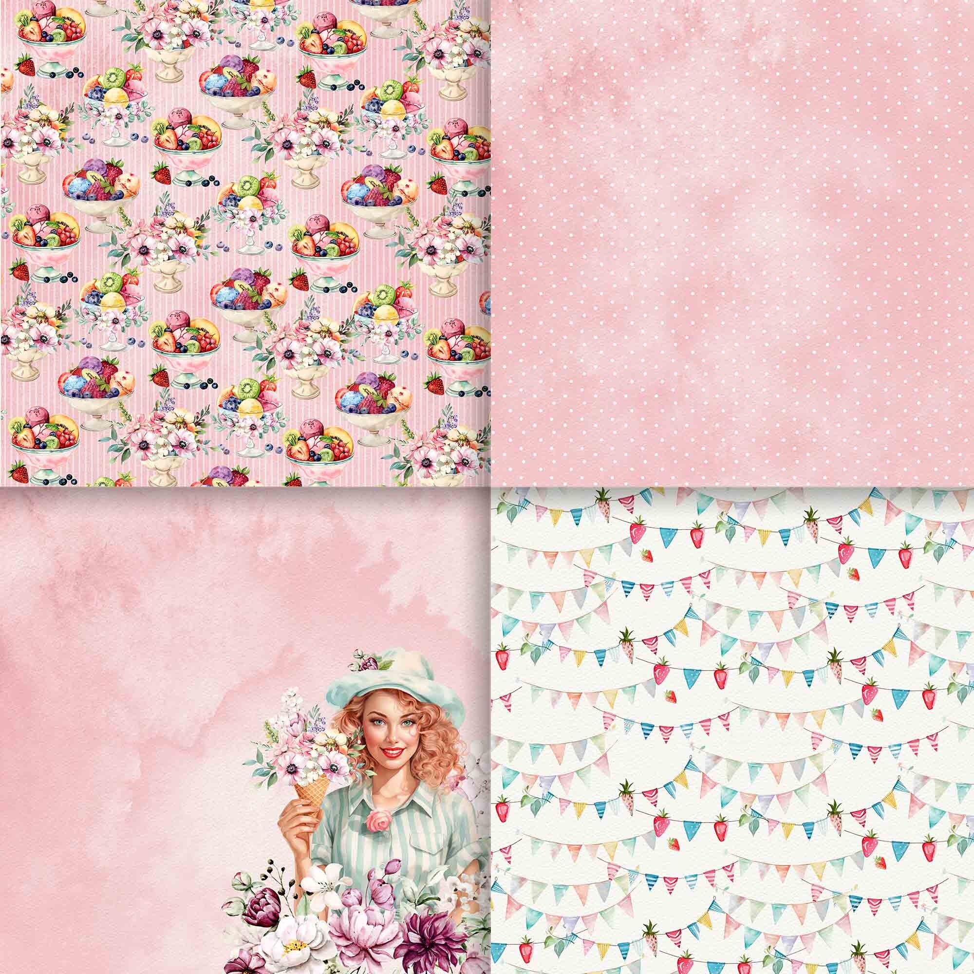Ice Cream Digital Paper Pack - Digital Scrapbooking - Etsy