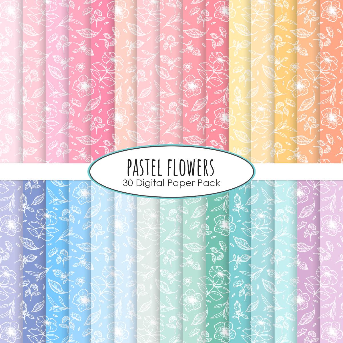 Pastel Color Floral Paper Digital Scrapbooking Instant Download - Etsy