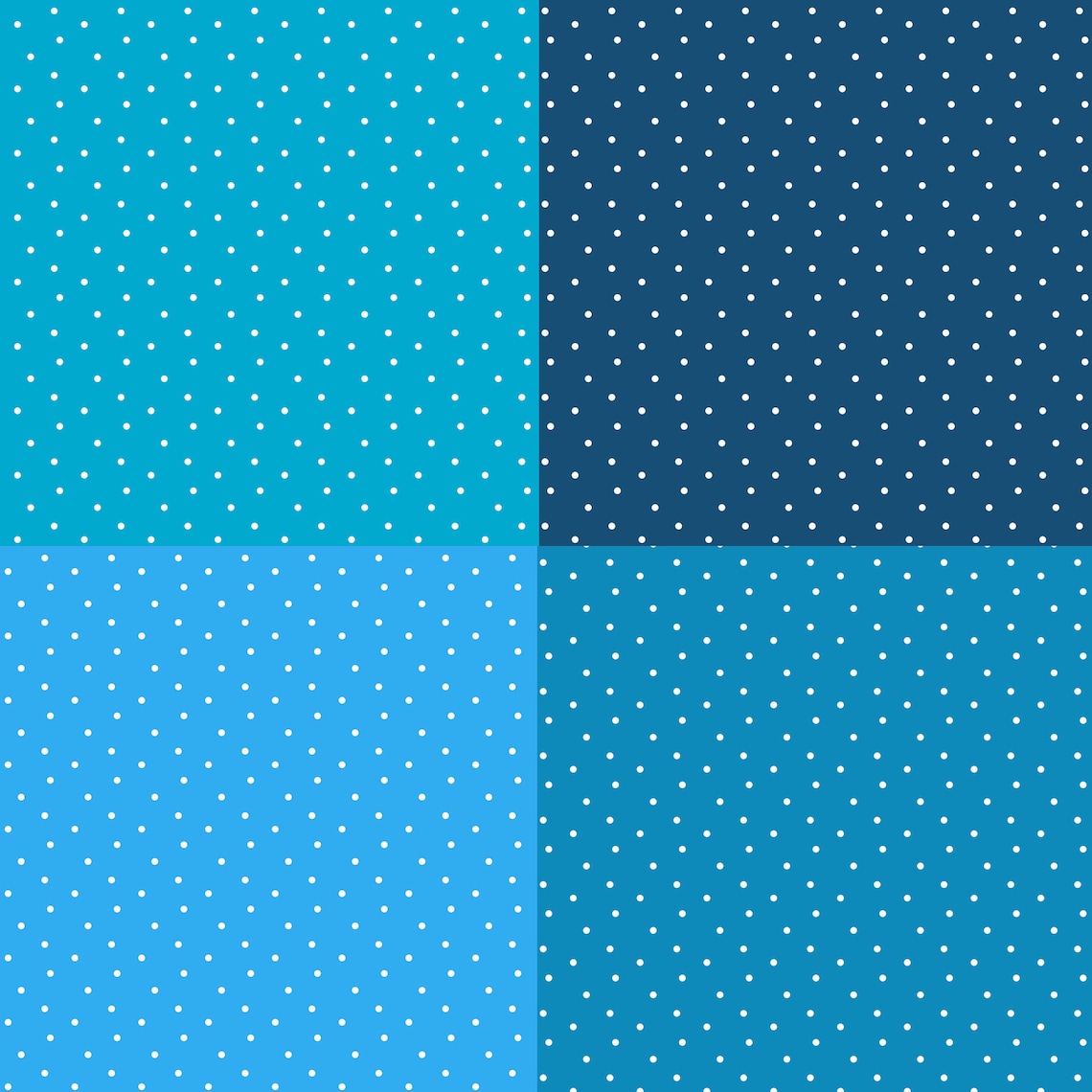Blue Polka Dots Digital Paper - Dotted Paper Instant Download Digital ...