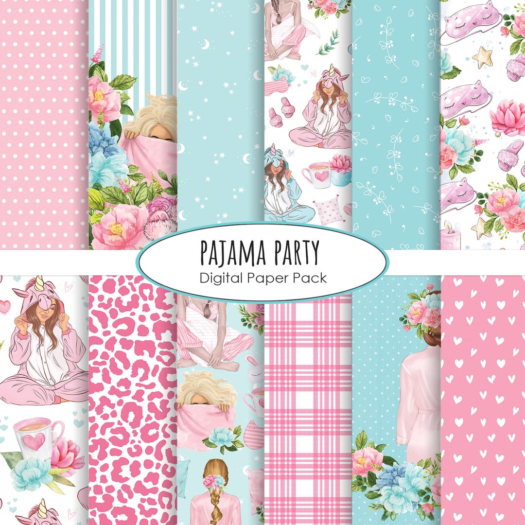 Pajama Party Digital Paper Pack Instant Download Digital Scrapbooking ...