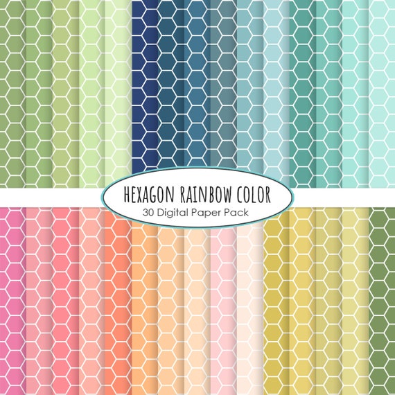 Hexagon Rainbow Colors Digital Paper Printable Colorful - Etsy