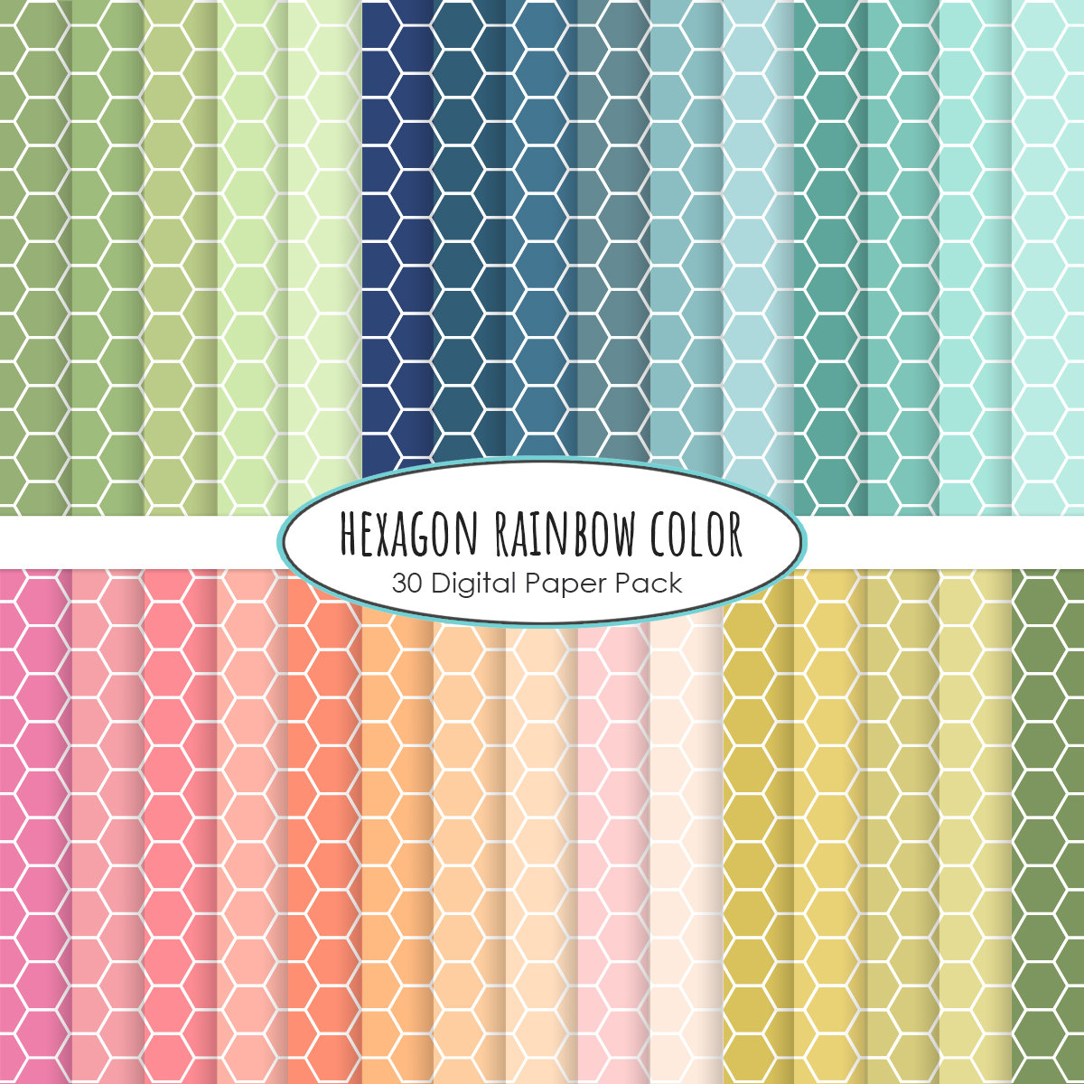 Hexagon Rainbow Colors Digital Paper Printable Colorful Scrapbook ...