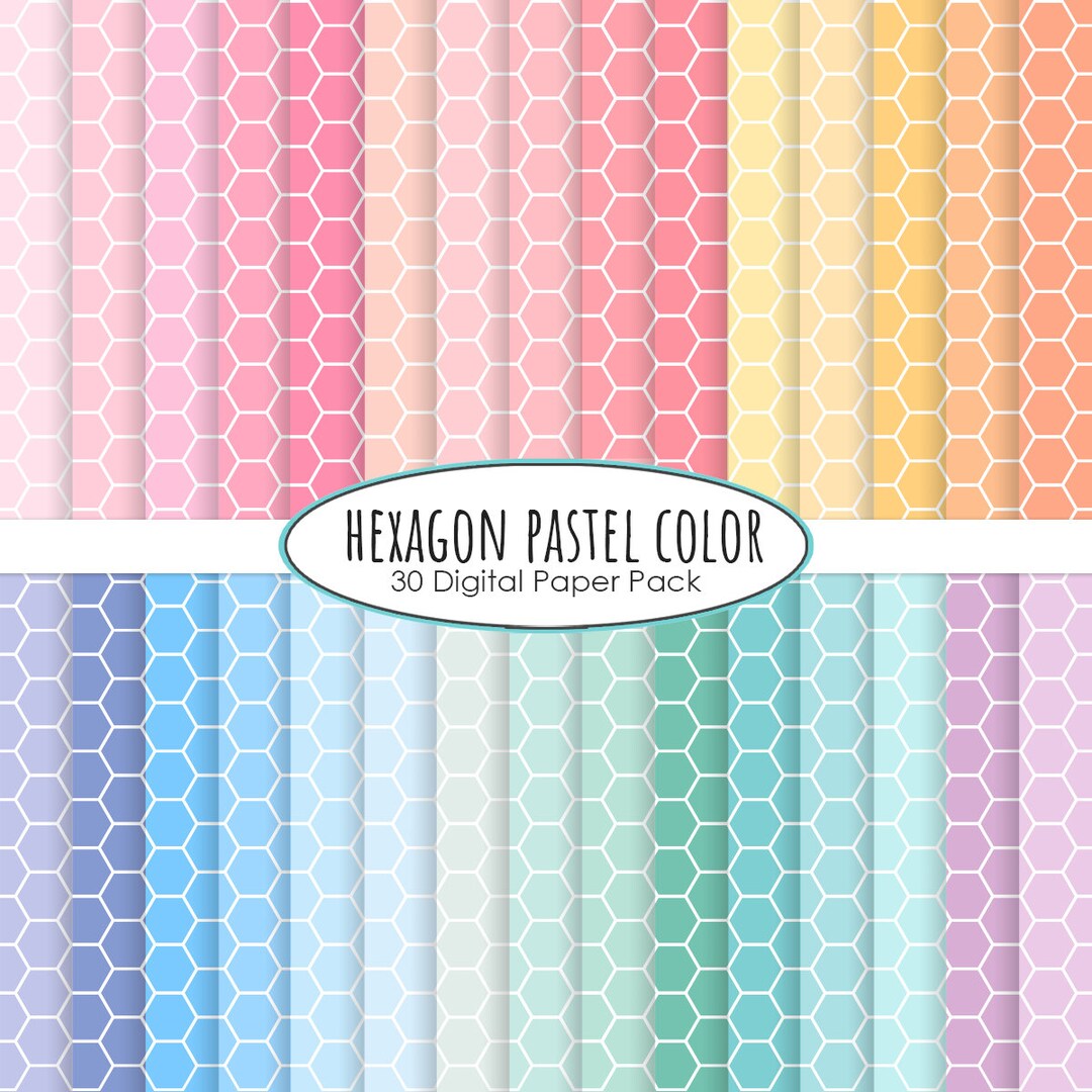 Hexagon Pastel Colors Digital Paper Printable Scrapbook Papers Instant ...