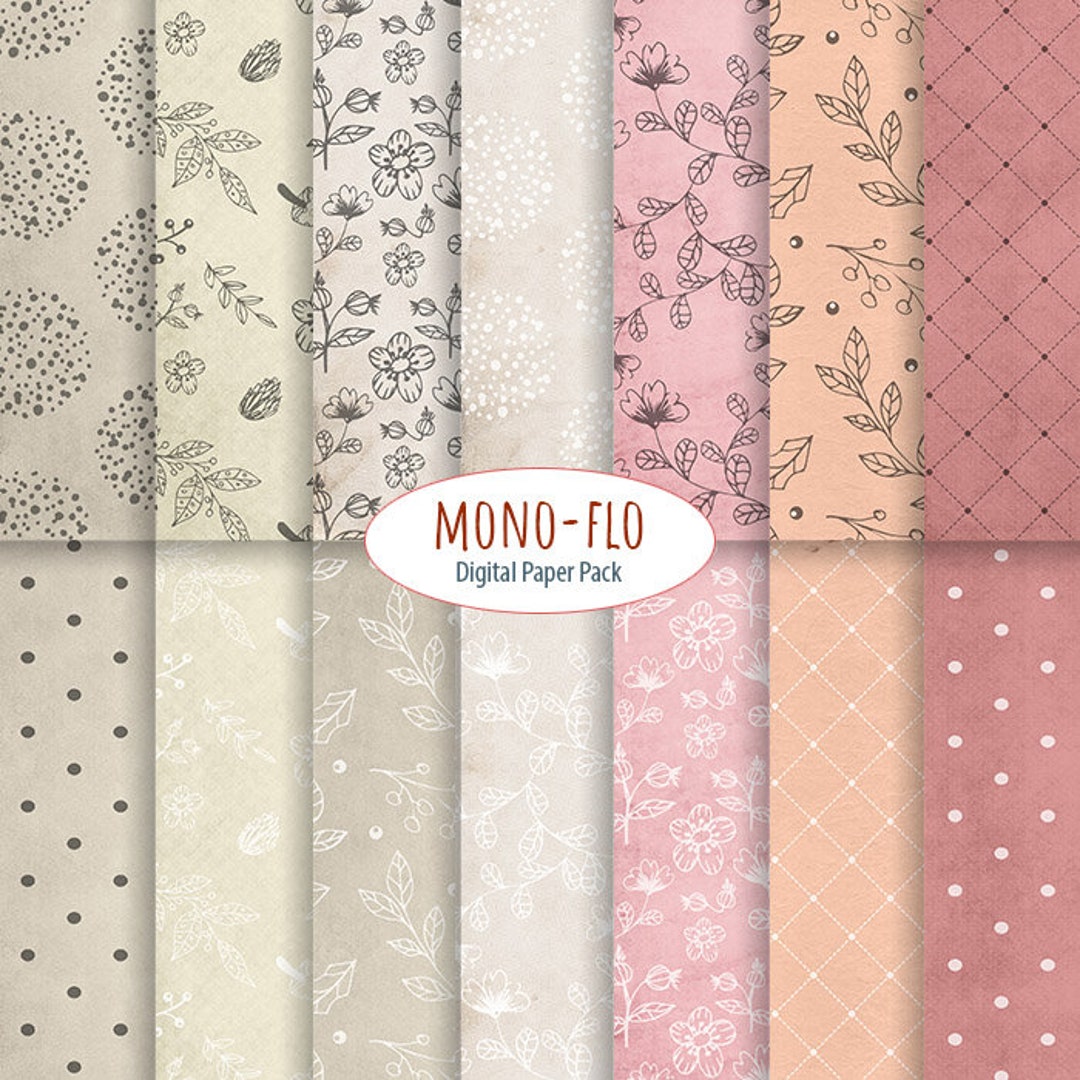 Floral Paper Pack. Digital Scrapbooking - Vintage Textures Instant ...