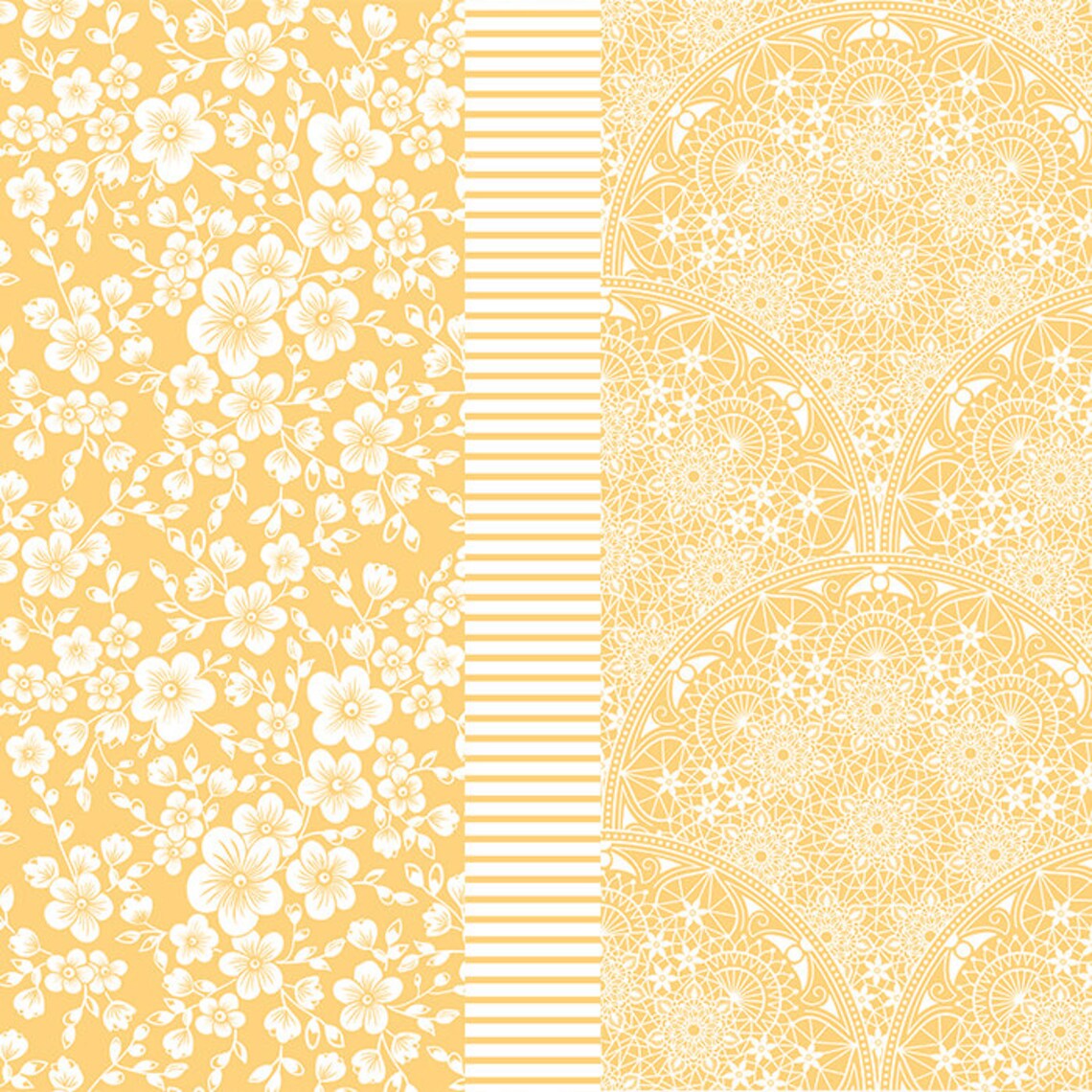 Yellow Floral Digital Paper Classic Floral Pattern Instant Download ...