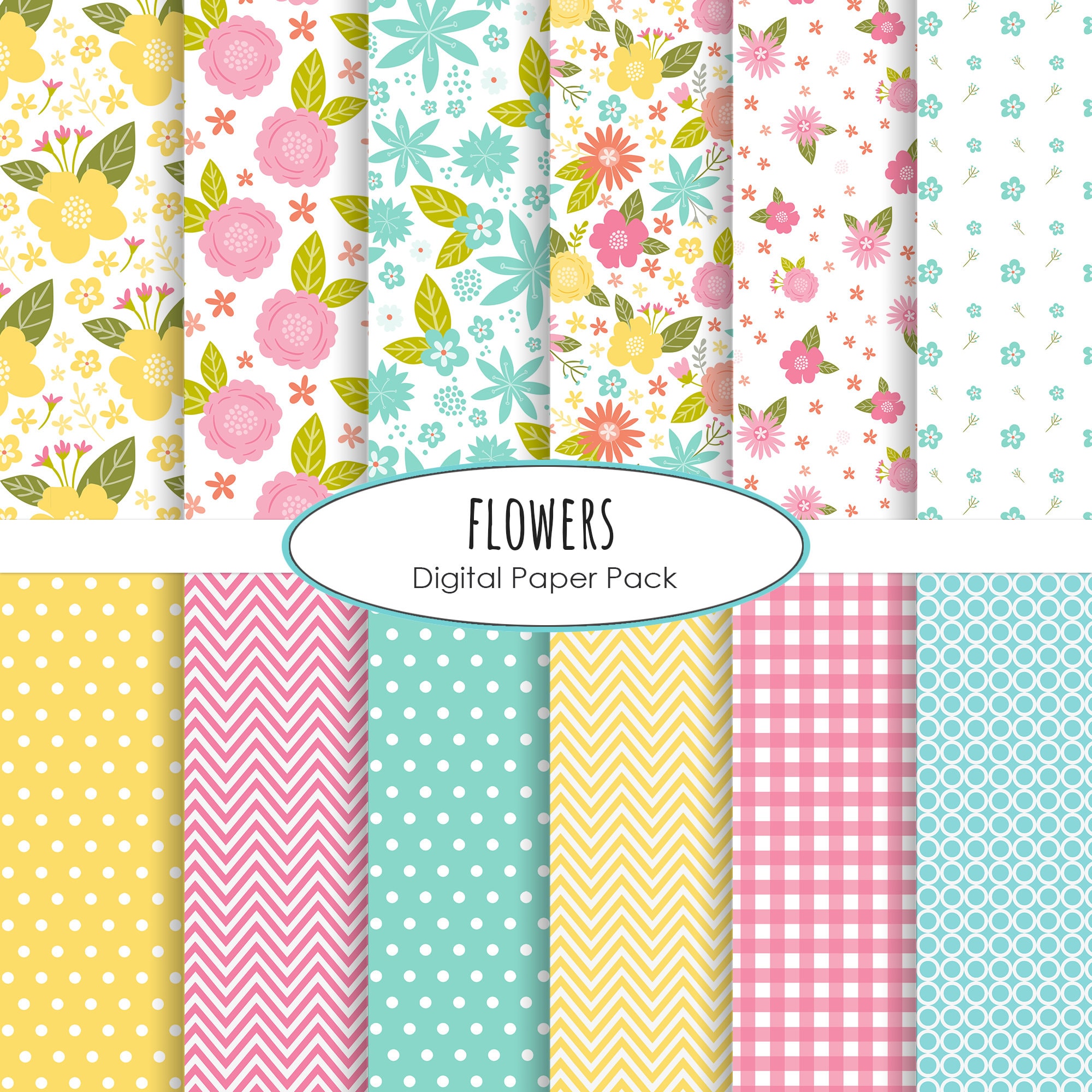 Floral Digital Paper Instant Download - Etsy