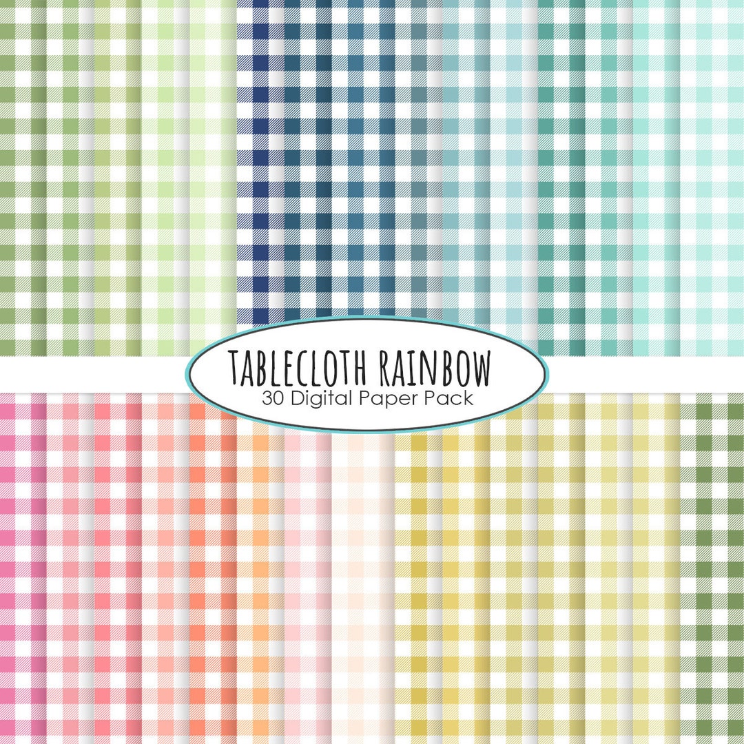 Tartan Digital Paper Plaid Pattern Tablecloth Paper Pack Rainbow Color ...