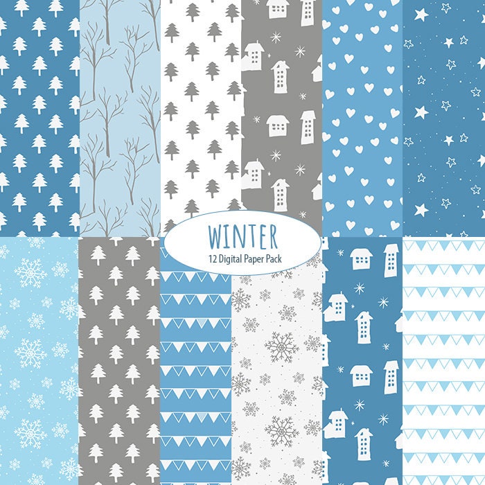 Christmas Digital Paper Winter Digital Paper Winter Printable - Etsy