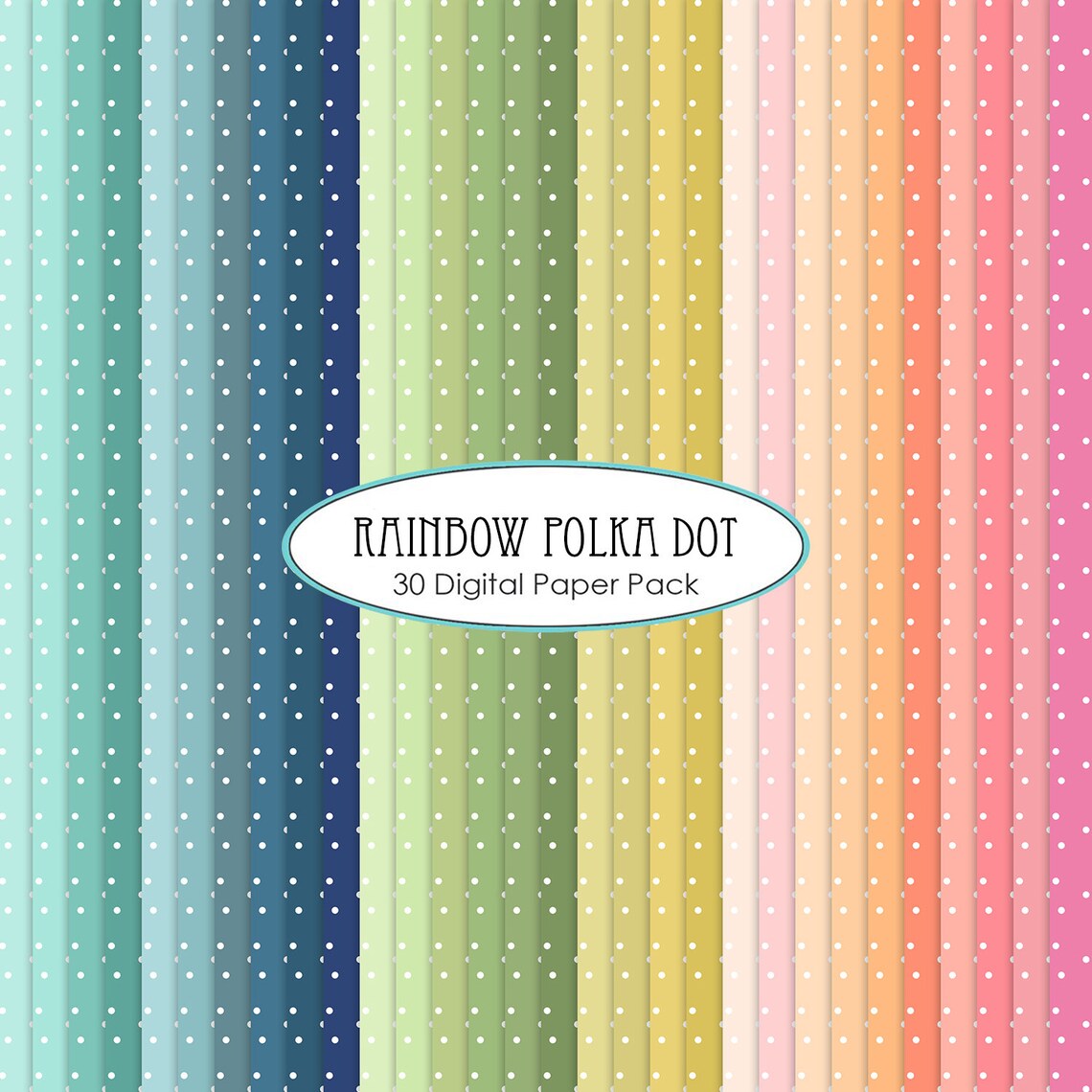Polka Dot Rainbow Colors Digital Paper Dotted Printable | Etsy
