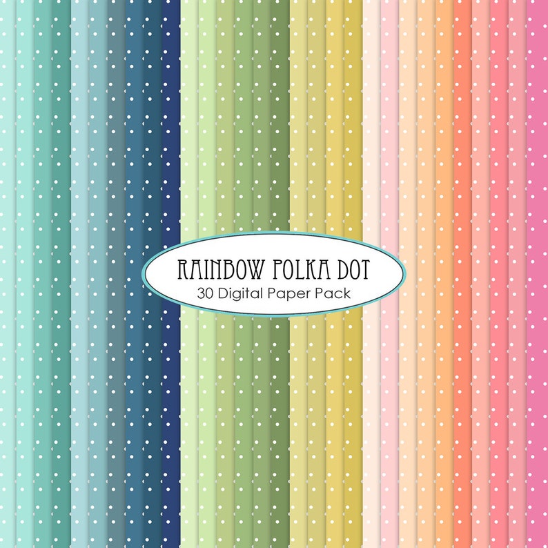 Polka Dot Rainbow Colors Digital Paper Dotted Printable - Etsy