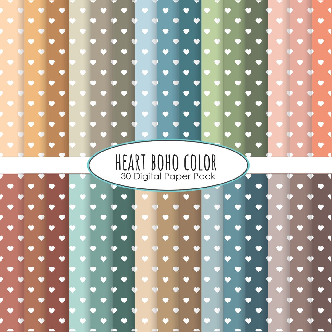 Heart Digital Paper Heart Dots Pattern Digital Scrapbooking Instant ...