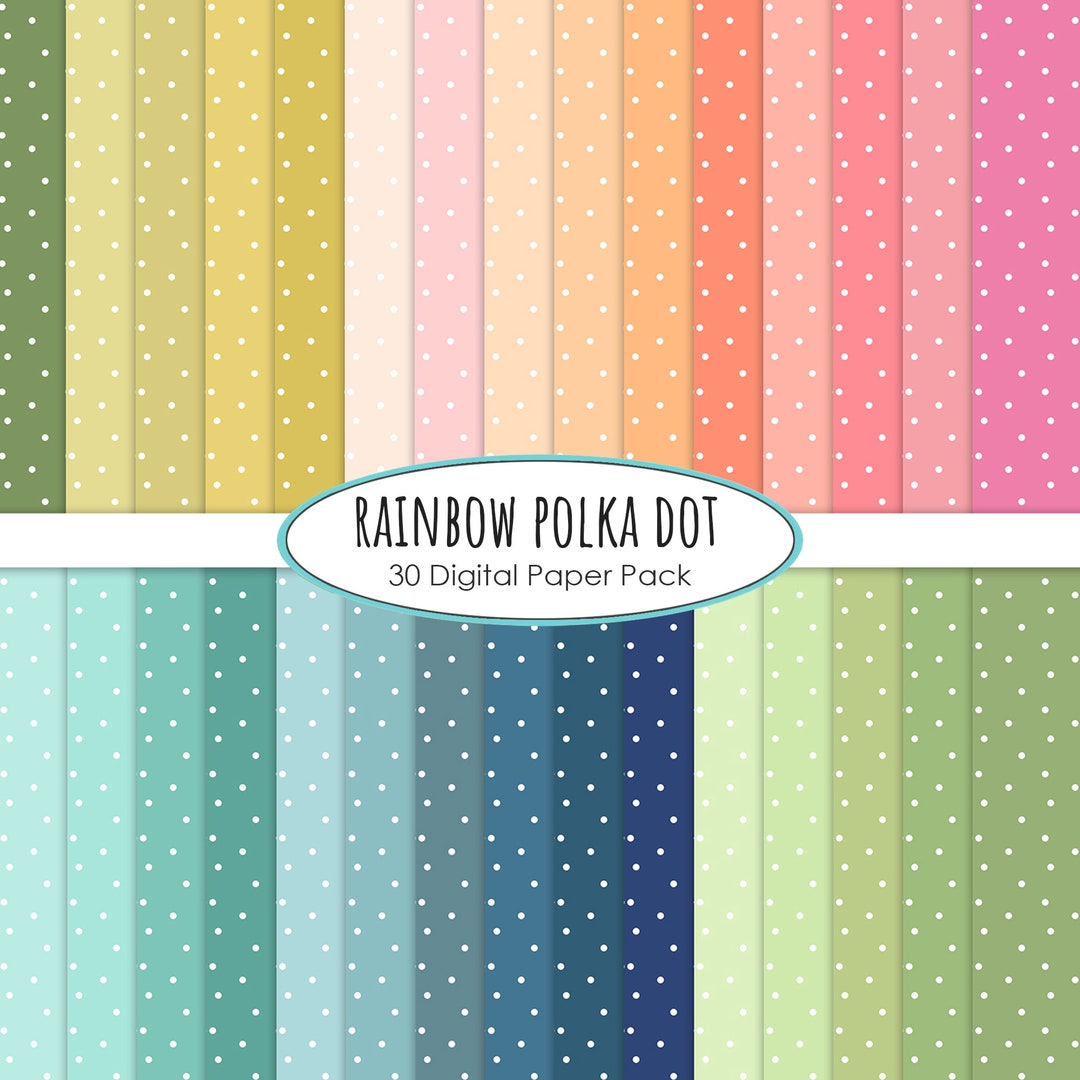 Polka Dot Rainbow Colors Digital Paper Dotted Printable Scrapbook ...