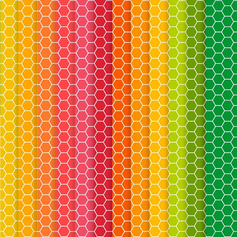 Hexagon Colorful Digital Paper Printable Colorful Scrapbook Papers ...