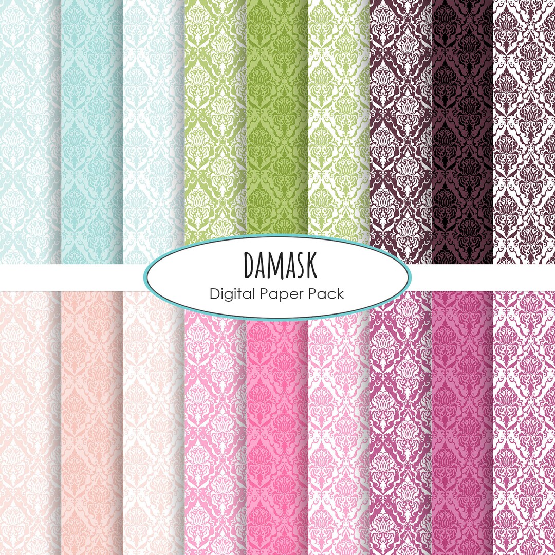 Damask Digital Paper Pack - Etsy