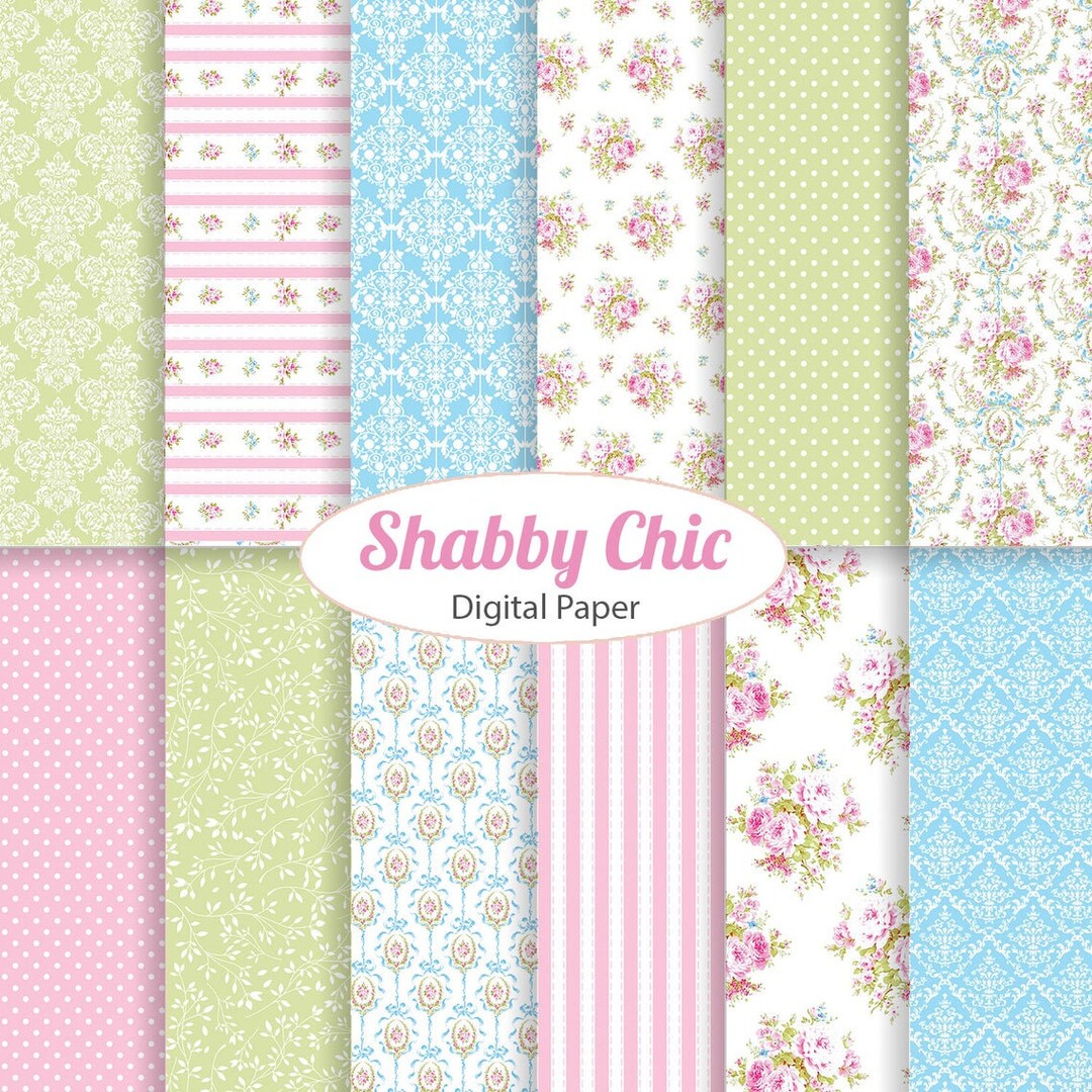 Shabby Chic Digital Paper Floral Background Scrapbooking Floral ...