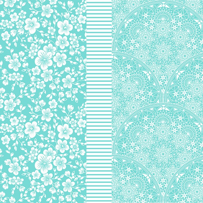 Turquoise Floral Digital Paper Classic Floral Pattern Instant Download ...