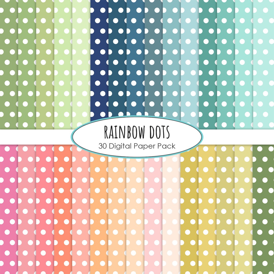 Polka Dot Rainbow Colors Digital Paper Dotted Printable Scrapbook ...