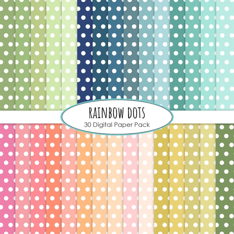 Polka Dot Rainbow Colors Digital Paper Dotted Printable - Etsy