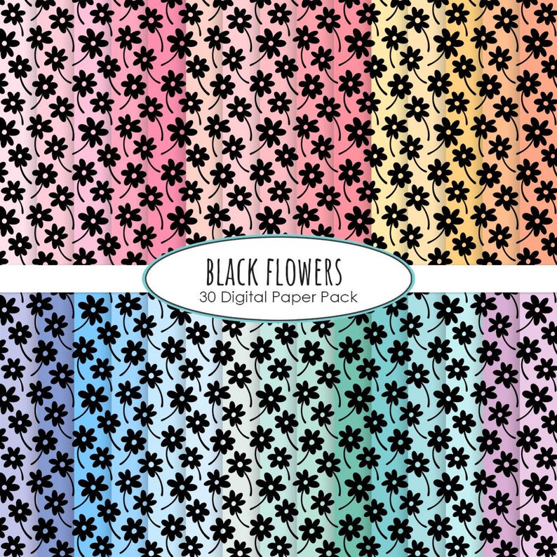 Flowers Pastel Color Digital Paper Dotted Mini Flowers Printable ...
