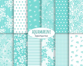 Turquoise and Red Digital Paper Scrapbook Papers Floral - Etsy