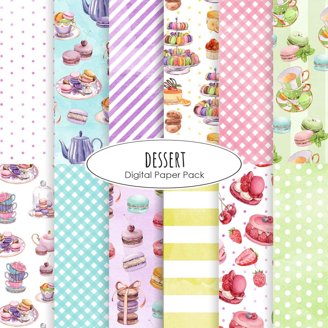 Dessert Paper Pack Watercolor Paper Instant Download Digital ...