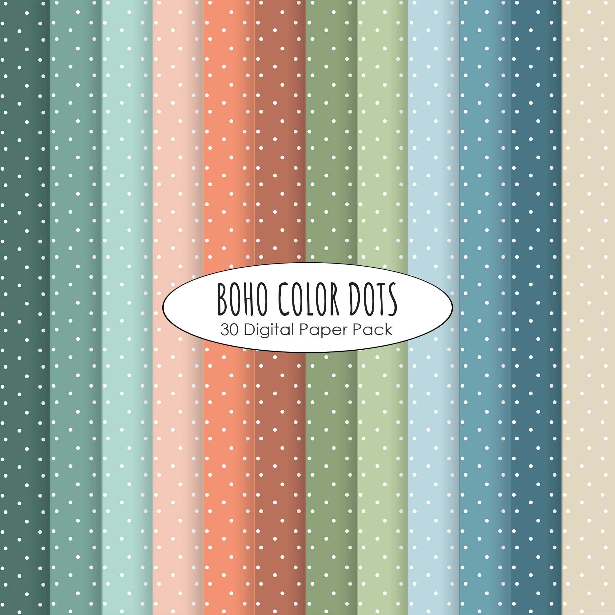 Polka Dots Boho Colors Digital Paper Dotted Printable Scrapbook Papers ...