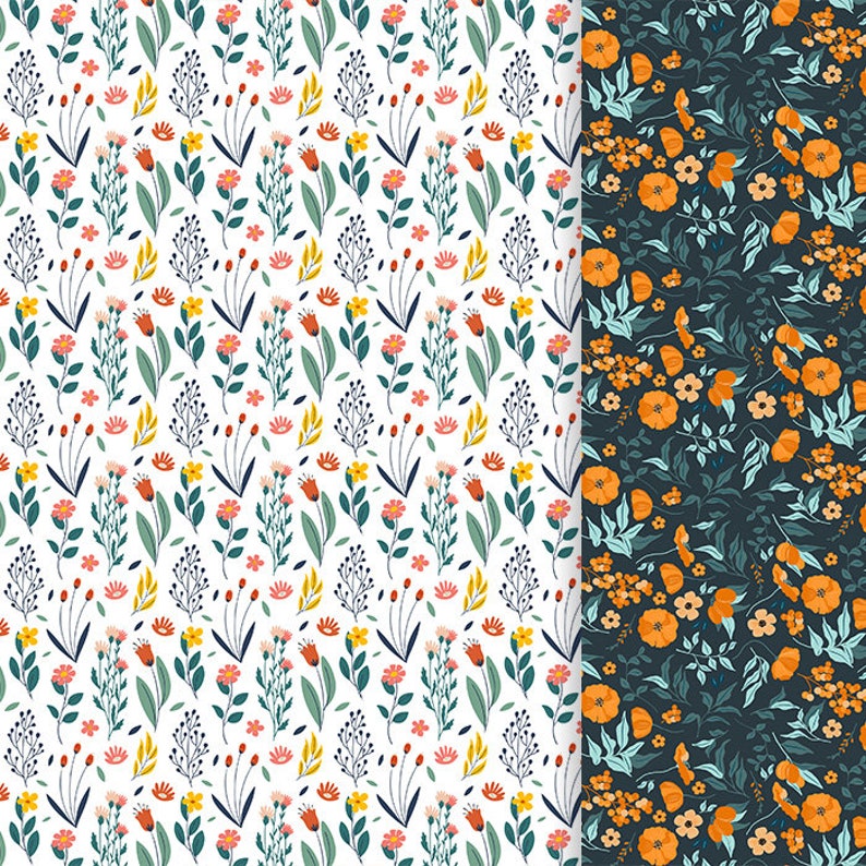 Floral Digital Paper Pack Digital Scrapbooking Instant - Etsy