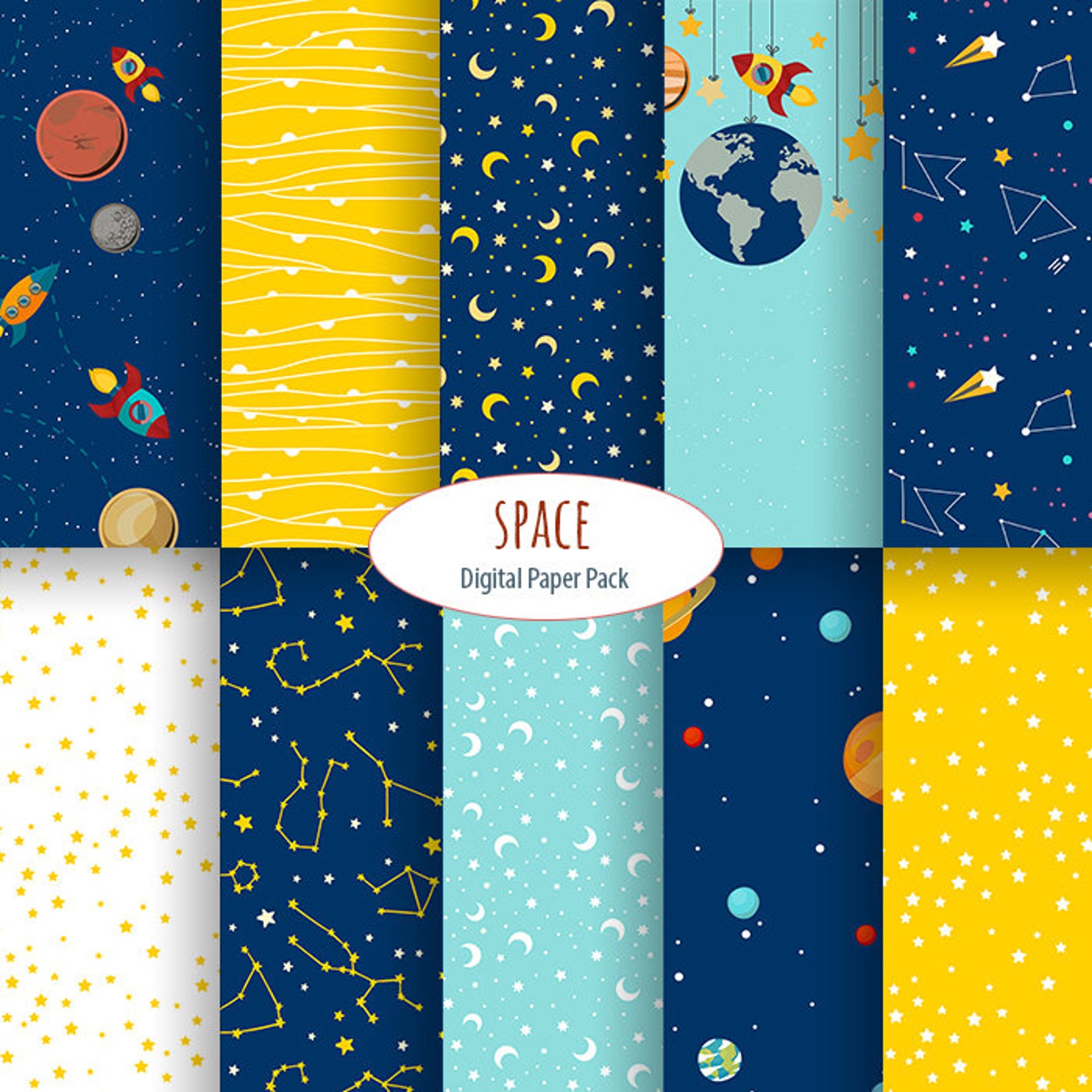 Space Digital Paper Cosmic Pattern Instant Download Background Digital ...