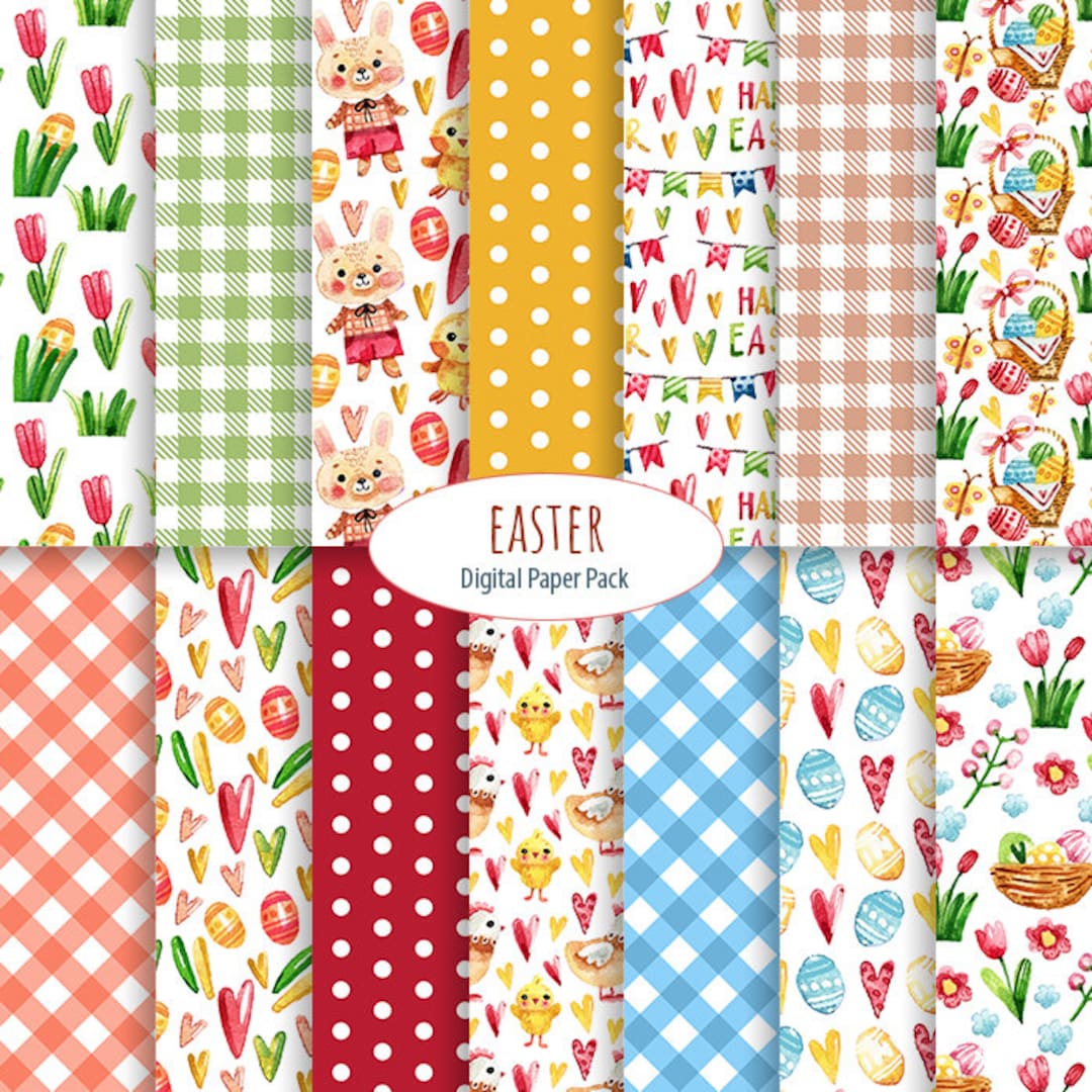 Easter Digital Paper Rabbit Patterns Instant Download Textures Digital ...