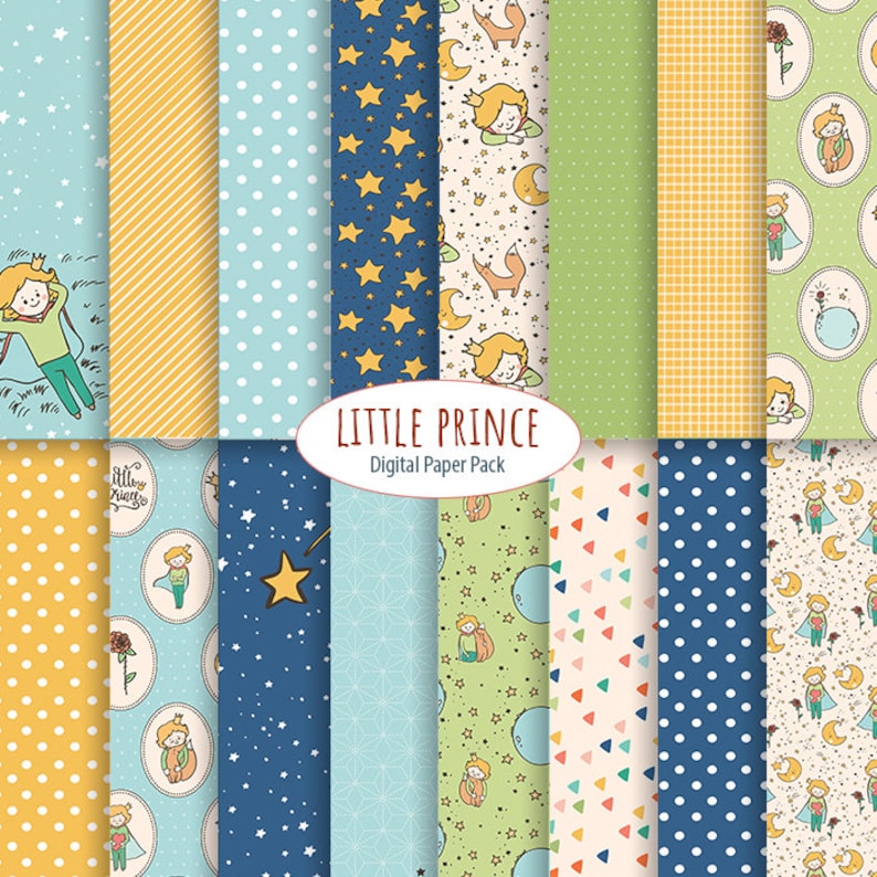 Little Prince Digital Paper Le Petit Prince Pattern Instant Download ...