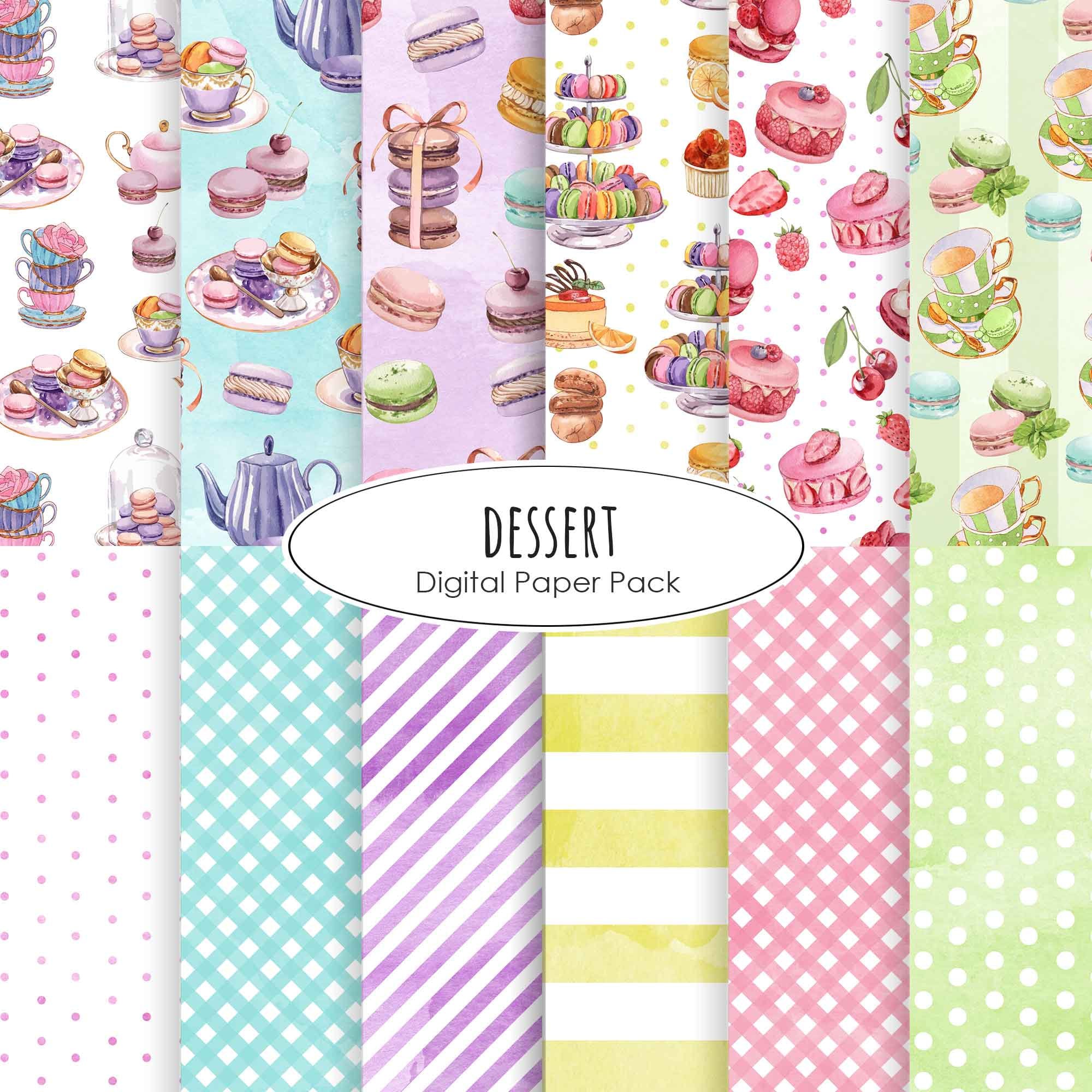 Dessert Paper Pack Watercolor Paper Instant Download Digital ...