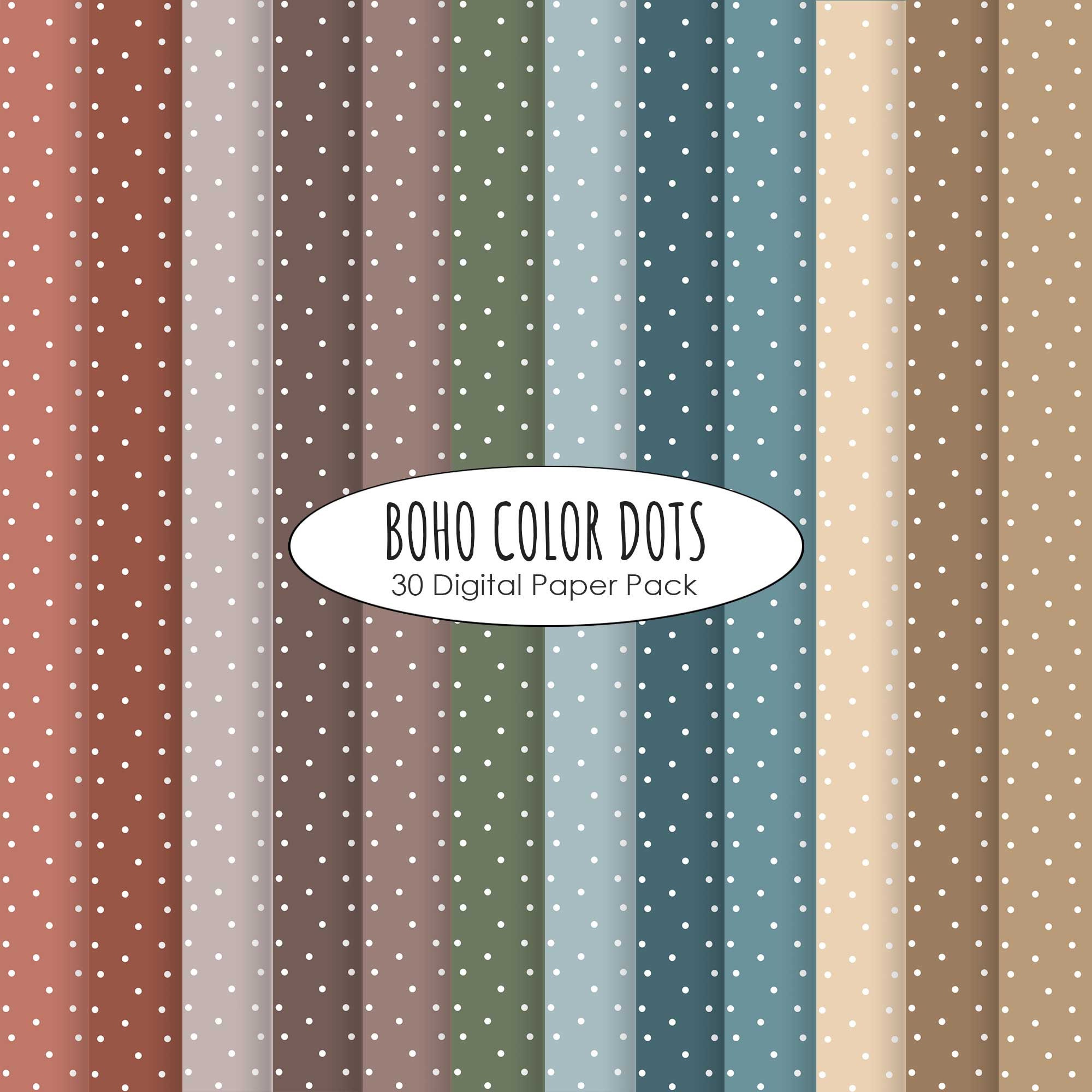 Polka Dots Boho Colors Digital Paper Dotted Printable Scrapbook Papers ...