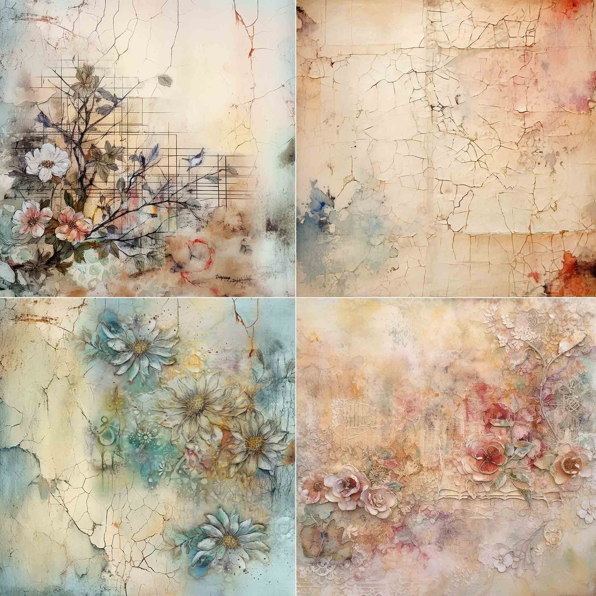Vintage Floral Textures Instant Download Digital Scrapbooking Mixed ...