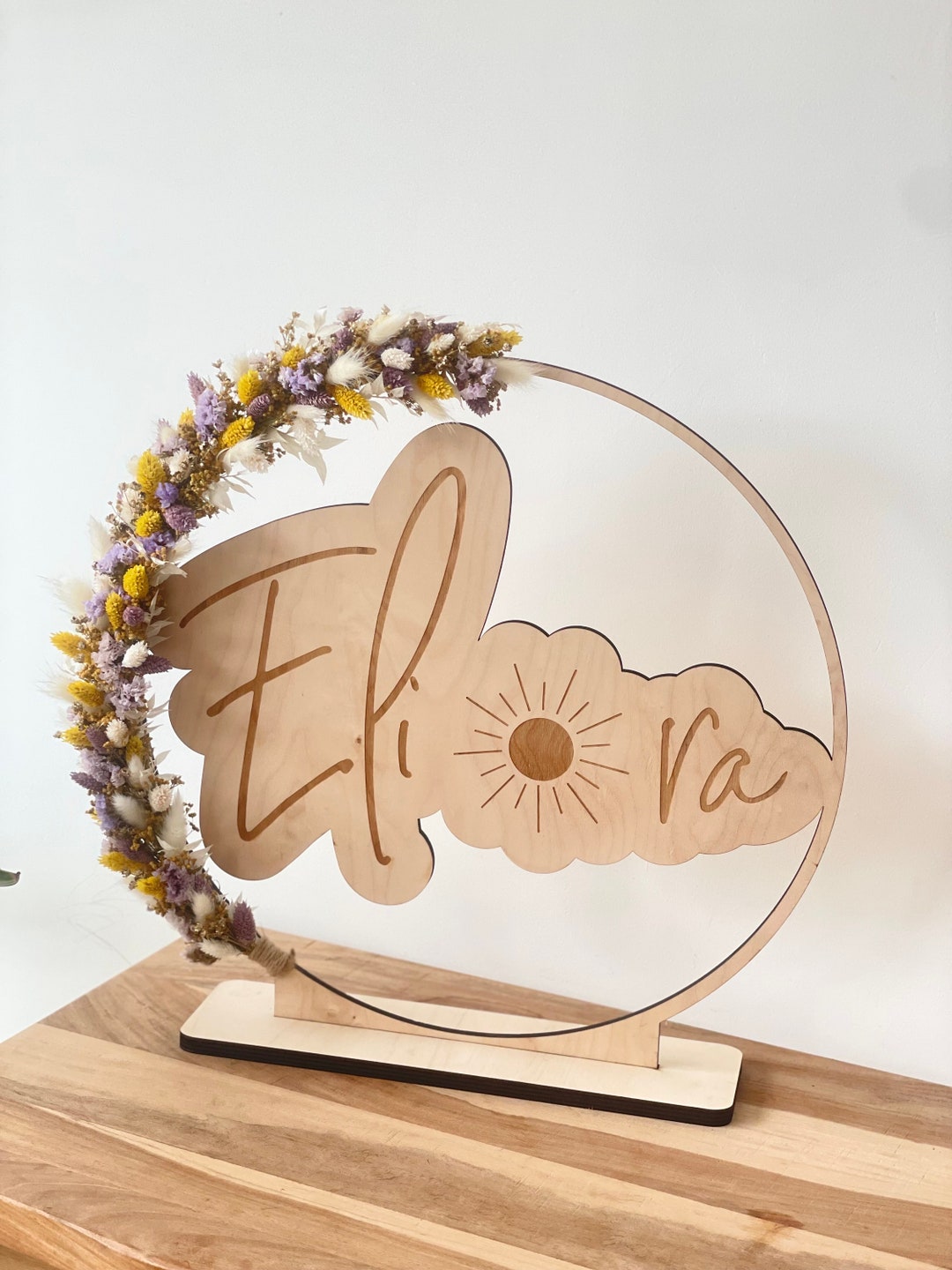Flowerhoop Name Circle Circle With Name and Dried Flowers - Etsy