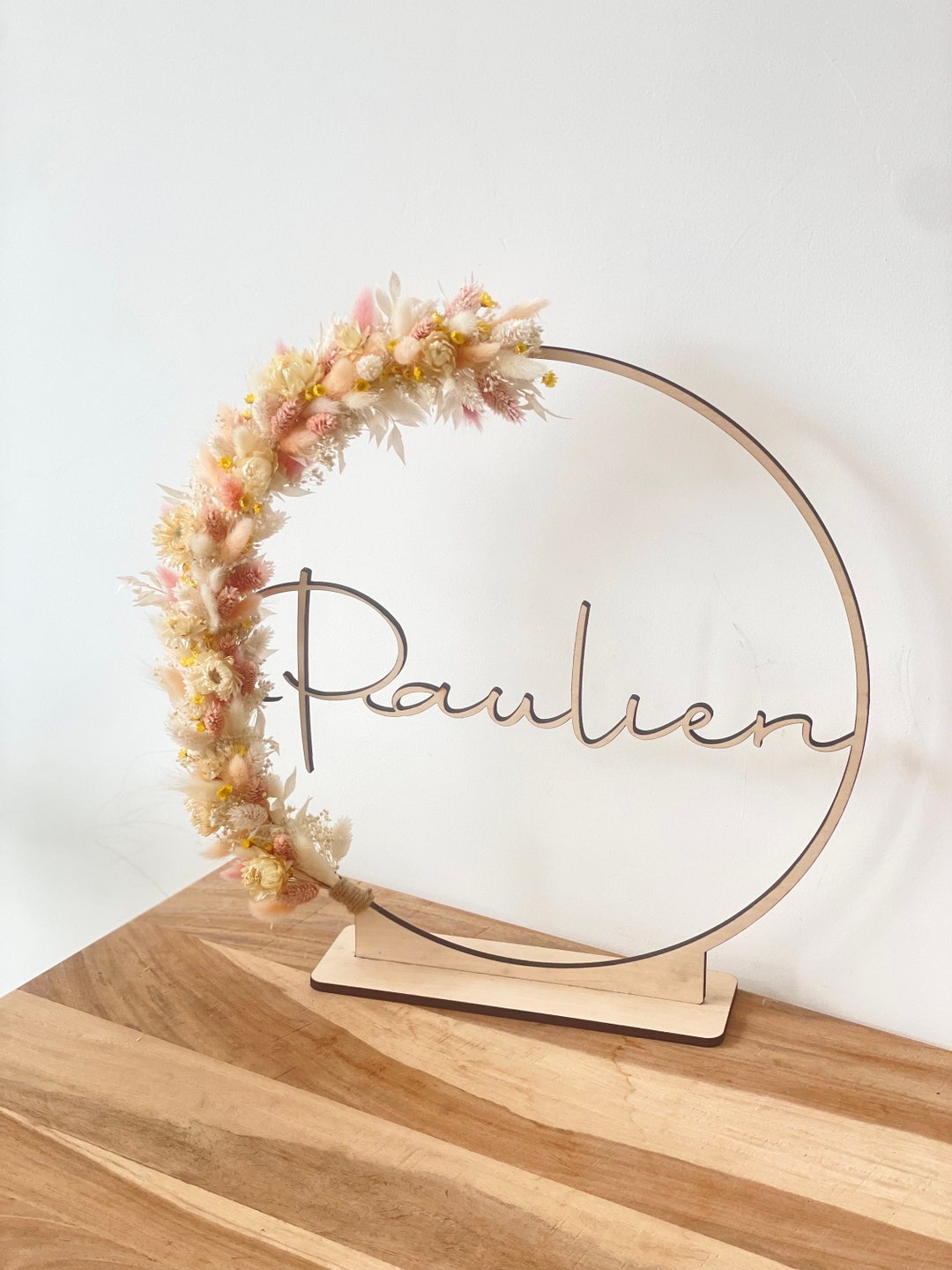 Flowerhoop Name Circle Circle With Name and Dried Flowers - Etsy