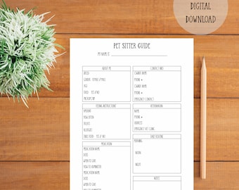 Editable Pet Sitter Notes Printable Pet Sitter Form Pet Sitting ...