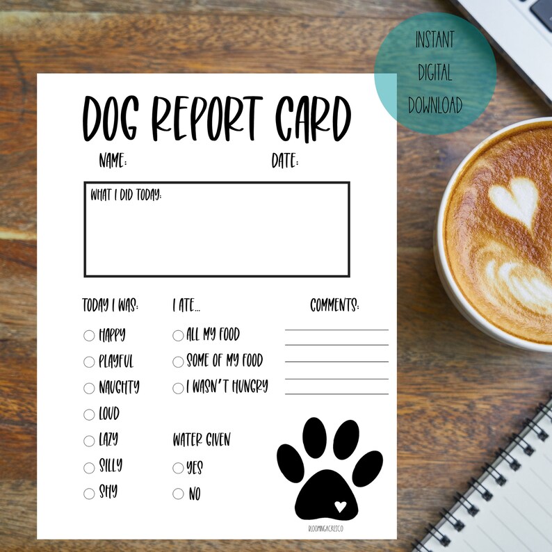 Printable Dog Report Card - Etsy