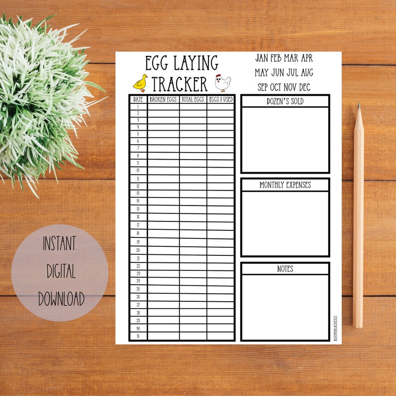 Egg Laying Tracker Printable Digital Download - Etsy