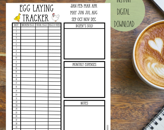Egg Tracking Chart/ Egg Laying Printable Chart/ Egg Tracker/printable ...