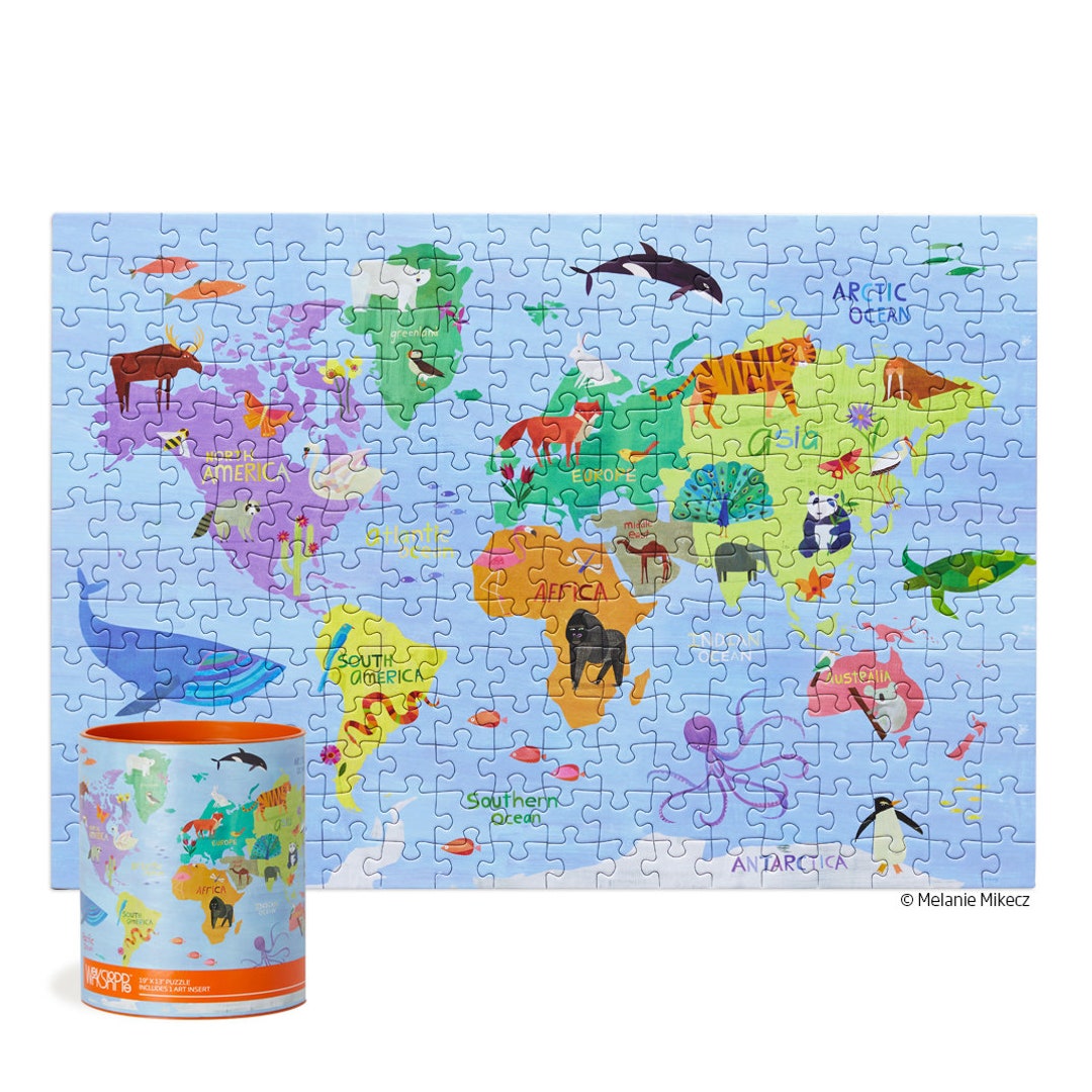 Animal World Map | 250 Piece Kids Puzzle | Werkshoppe - Etsy