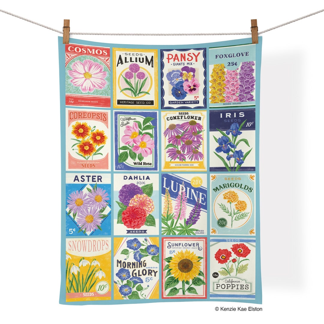 Seed Packets 100% Cotton Kitchen Tea Towel - Etsy