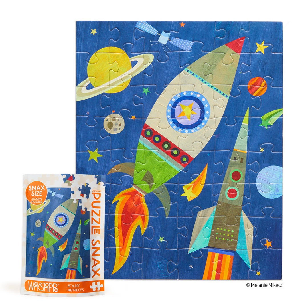 Outer Space Rocket Ship | 48 Piece Kids Jigsaw Puzzle | Werkshoppe - Etsy