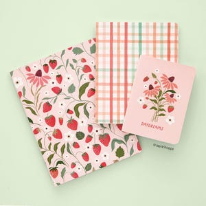Strawberry Daydreams Stitched Notebook Set - Etsy