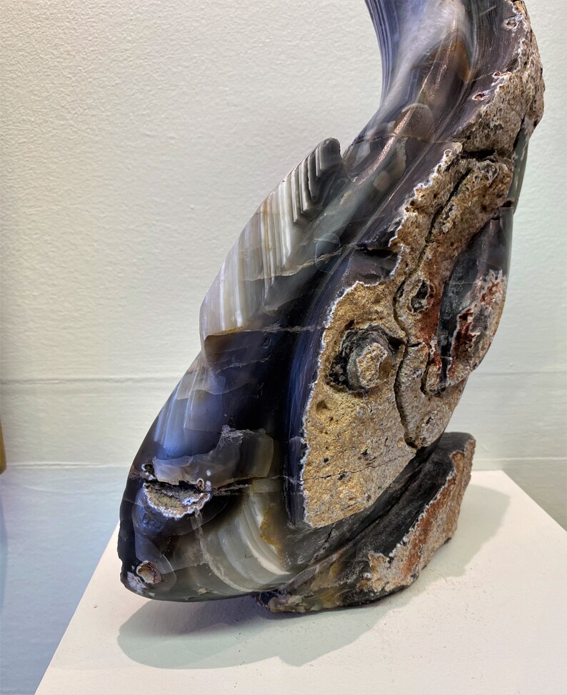 Stone Hand Carved Shona Agate Fish Sculpture African Art Garden ...