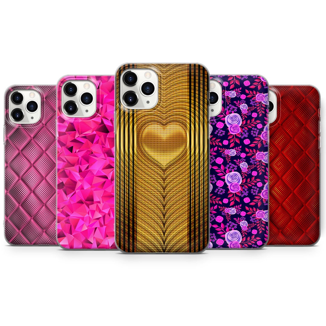 Colorful Pattern Pink Golden Phone Case for iPhone 15, Samsung and ...