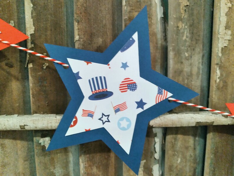 Memorial Day Banner, Patriotic Garland, Red White Blue Star Banner ...