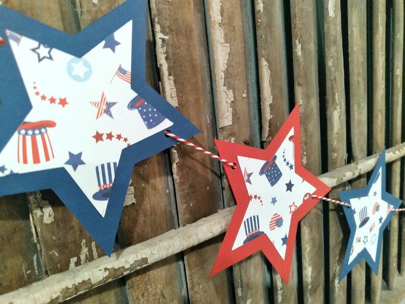 Memorial Day Banner, Patriotic Garland, Red White Blue Star Banner ...