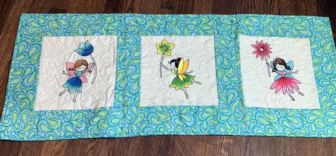 Embroidered Fairy Ballerina Table Runner: Quilted Cotton Centerpiece - Etsy