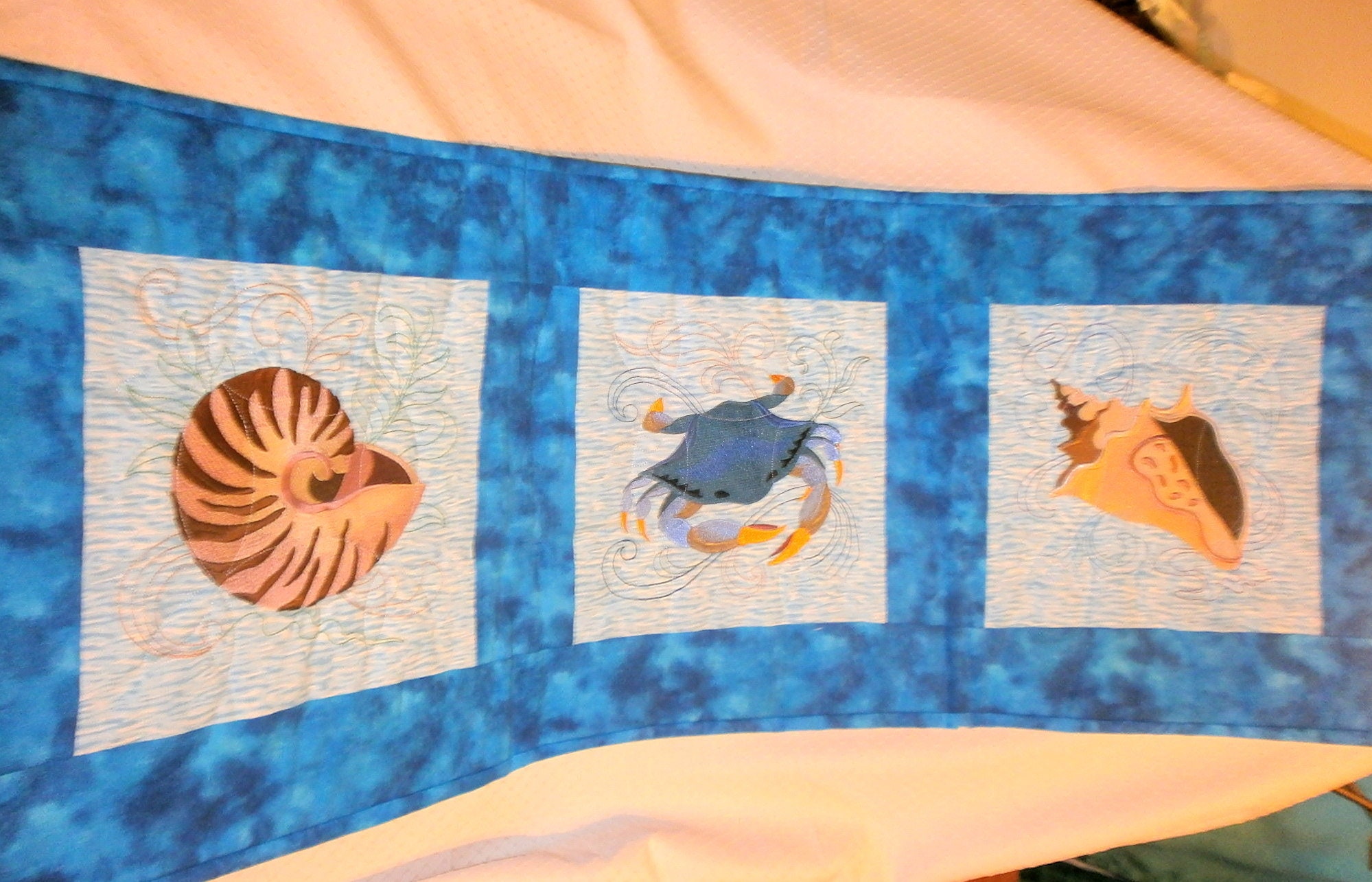 Sea Life Table Runner or Wall Hanging, Gift. Table Topper, Table Decor ...